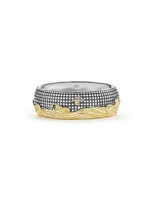 David Yurman Waves Band Ring In Sterling Silver - Silver Gold