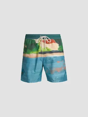 Vilebrequin Moorea Abstract Swim Trunks Chambray