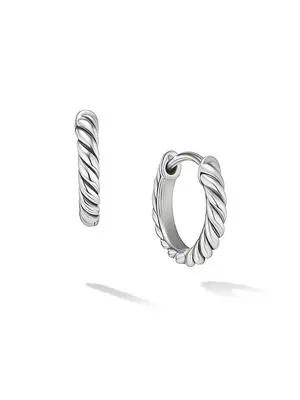 David Yurman Sculpted Cable Huggie Hoop Earrings In Sterling Silver Silver