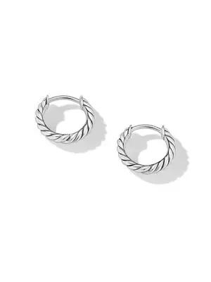 David Yurman Sculpted Cable Huggie Hoop Earrings In Sterling - Silver