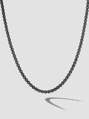 David Yurman Box Chain Necklace In Stainless Steel And Sterling 5mm - Silver