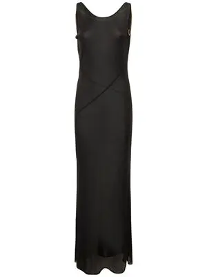Palm Angels Evening Draped Long Dress - Black