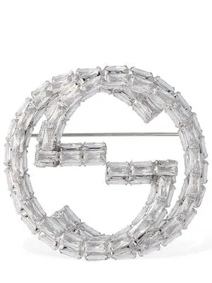 Gucci Crystal Interlockingg Embellished Brooch - Crystal