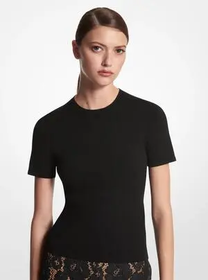 Michael Kors Stretch Viscose Short-sleeve Sweater - Black