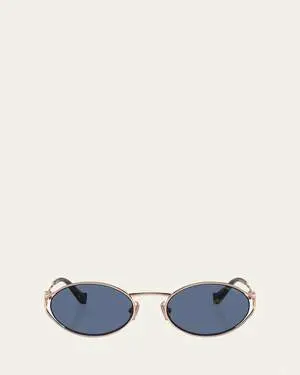 Miu Miu Cut-out Oval Sunglasses - Pink Gold