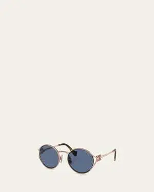 Miu Miu Cut-out Oval Sunglasses - Pink Gold
