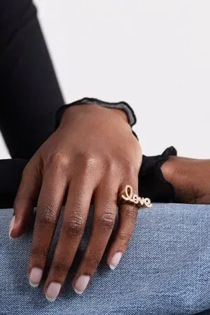 SYDNEY EVAN Love Script Diamond Ring - Gold