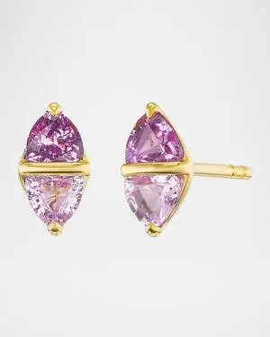 EMILY P. WHEELER Diamond Stud Earrings In 18k - Pink Sapphire