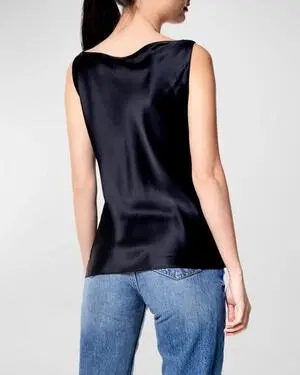 Christine Lingerie Cowl-neck Silk Tank - Kohl