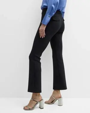 Brandon Maxwell Cropped Flare Neoprene Trousers - Black