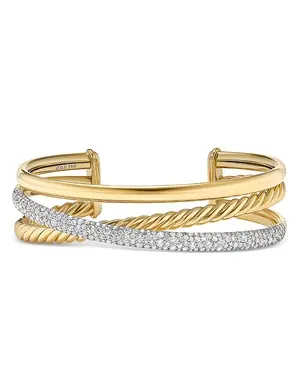 David Yurman Pave Diamond Cuff Bracelet - Gold