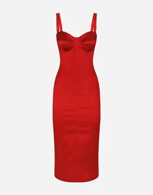 Dolce & Gabbana Satin Calf-length Dress With Corset Bustier