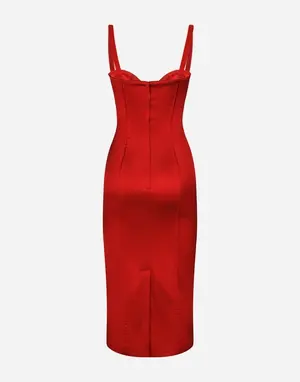 Dolce & Gabbana Satin Calf-length Dress With Corset Bustier