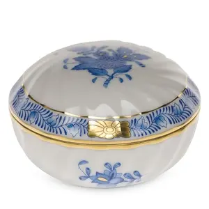 HEREND Porcelain Ring Box Blue