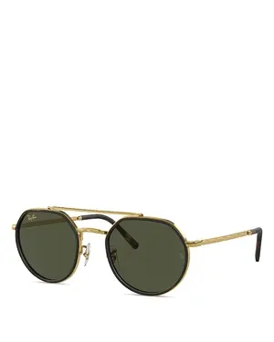 Ray-ban Round Sunglasses, 53mm - Gold/green Solid