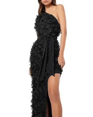 ELLIATT Marcia Ruffled One Shoulder Gown