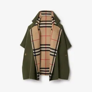 Burberry Cashmere Reversible Hooded Cape Shrub