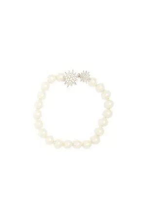 KENNETH JAY LANE Pearl & Rhodium Starburst Necklace - White