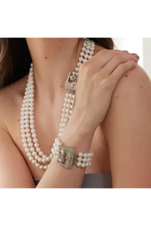 KENNETH JAY LANE Pearl & Rhodium Bracelet
