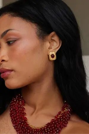 KENNETH JAY LANE Ruby Stone Earrings