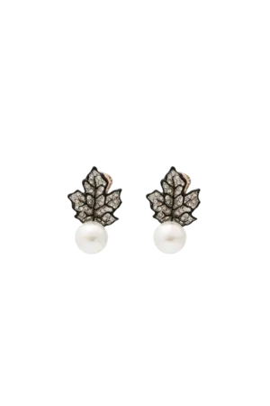 KENNETH JAY LANE Crystal And Pearl Leaf Clip On Earrings - Black