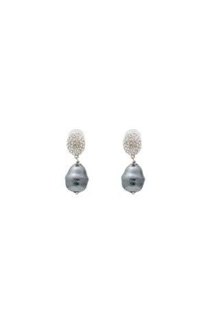 KENNETH JAY LANE Rhodium-plated Baroque Pearl Drop Earrings - Grey