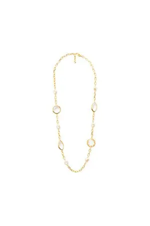 KENNETH JAY LANE Chain Baroque Pearl And Crystal Necklace - Gold