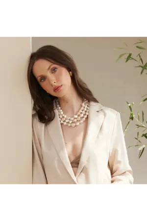 KENNETH JAY LANE Triple Row Baroque Pearl Necklace