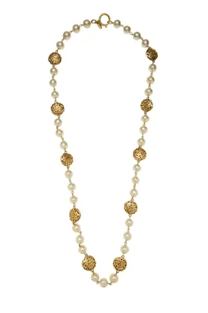 CHANEL Gold & Faux Pearl Necklace