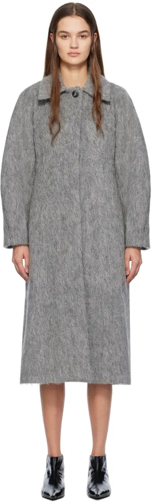 GANNI Shag Knit Coat - 523 Frost Gray