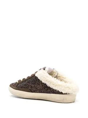 GOLDEN GOOSE Super-star Glitter Mules - Brown