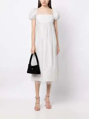 MACGRAW Samantha Micro-dot Print Midi Dress