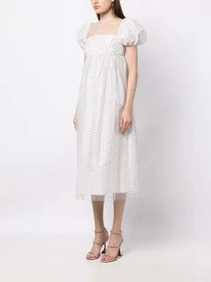 MACGRAW Samantha Micro-dot Print Midi Dress