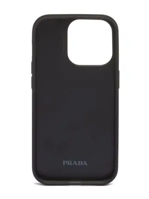 Prada Enamel-Triangle Logo Iphone 14 Pro Max Iphone Cover - Black