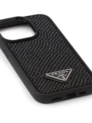 アイフォン14+/15proケース prada ブランド 黒 Maxギャランティー Plus/Pro iPhone14 超美品✨PRADA 柔らか プラダ 耐衝撃 iPhoneアクセサリー