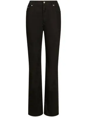 Dolce & Gabbana Logo Patch Wide-leg Jeans - Black