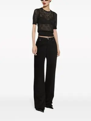 Dolce & Gabbana Logo Patch Wide-leg Jeans - Black