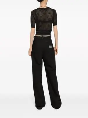 Dolce & Gabbana Logo Patch Wide-leg Jeans - Black