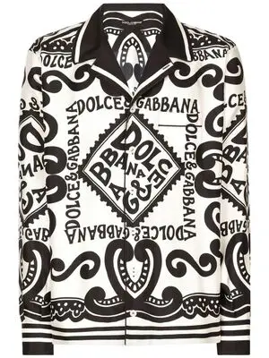 Dolce & Gabbana Printed Silk Shirt - White