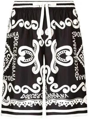 Dolce & Gabbana Logo-print Silk Shorts - Black