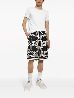 Dolce & Gabbana Logo-print Silk Shorts - Black