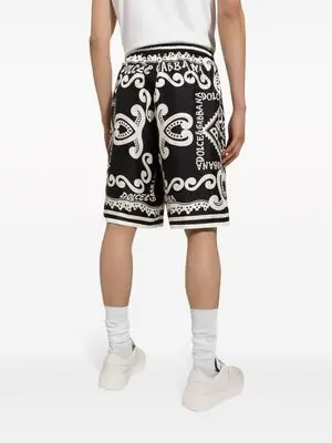 Dolce & Gabbana Logo-print Silk Shorts - Black