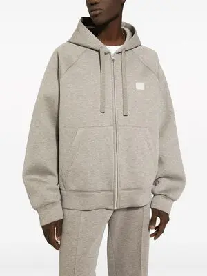 Dolce & Gabbana Logo-appliqué Zip-up Hoodie - Grey