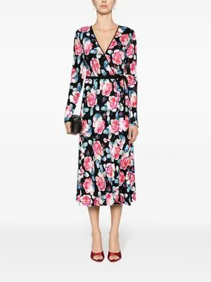 Diane Von Furstenberg Anika Rose-print Midi Wrap Dress
