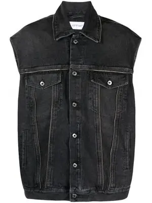 Off-White Zip-embellished Denim Gilet - Grey