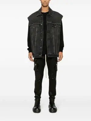 Off-White Zip-embellished Denim Gilet - Grey