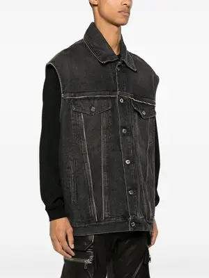 Off-White Zip-embellished Denim Gilet - Grey