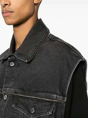 Off-White Zip-embellished Denim Gilet - Grey