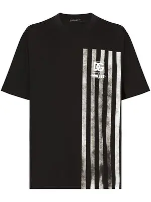 Dolce & Gabbana Stripe-print Cotton T-shirt - Blue