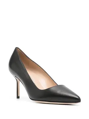 Manolo Blahnik 70mm Tora Leather Pumps - Black